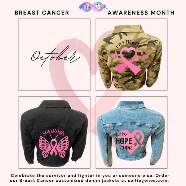 Breast Cancer Denim Jackets - Selfie Genes