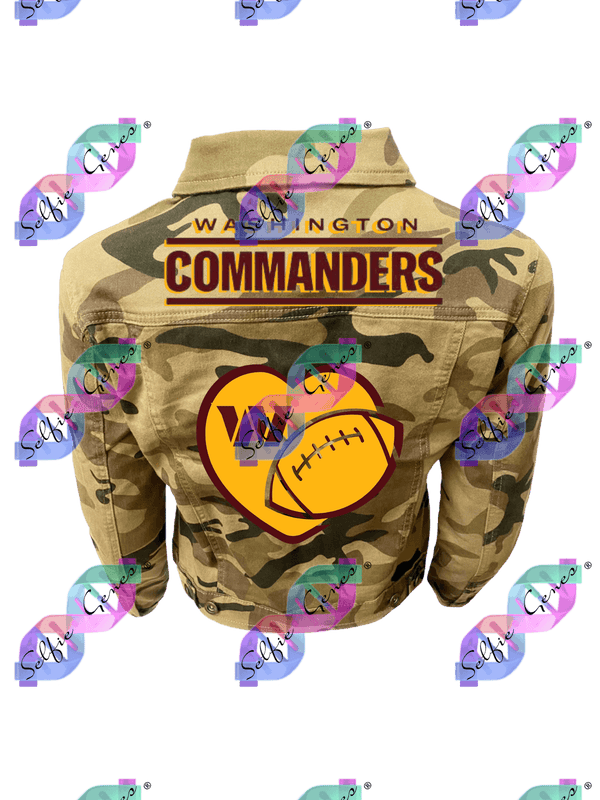 Women's Washington Commanders Football Heart Denim Jacket (Camo ...