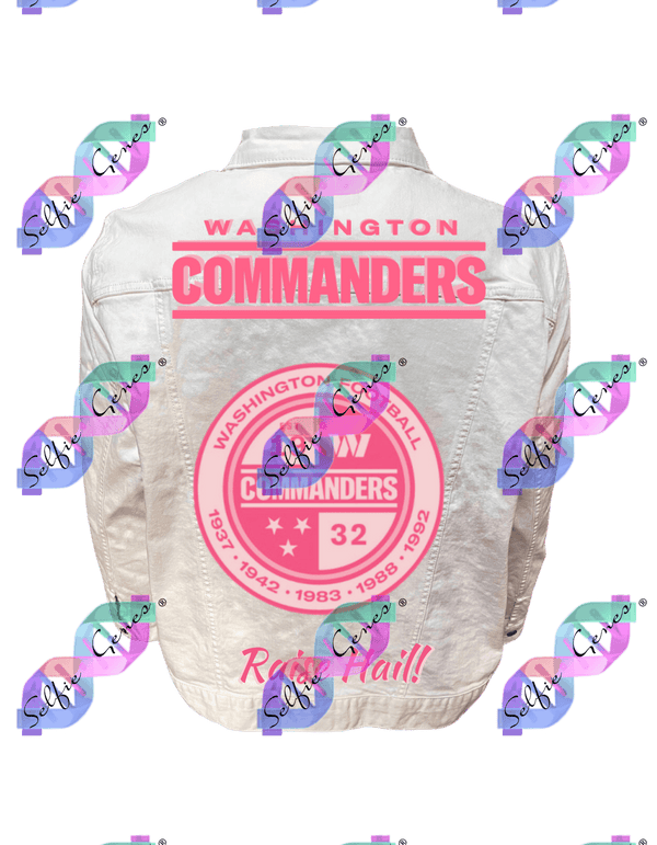 Washington Commanders Crest Denim Jacket (Pink) - Selfie Genes