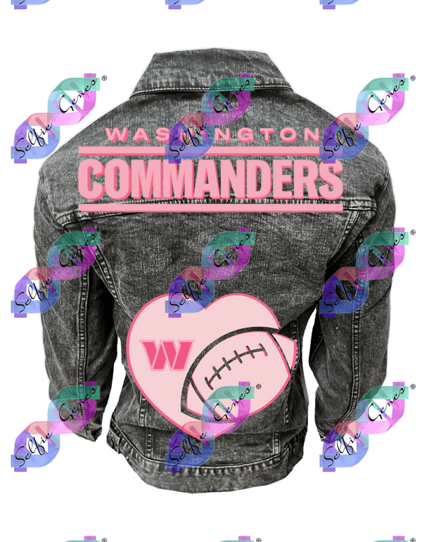Washington Commanders Football Heart Denim Jacket (Pink) - Selfie Genes