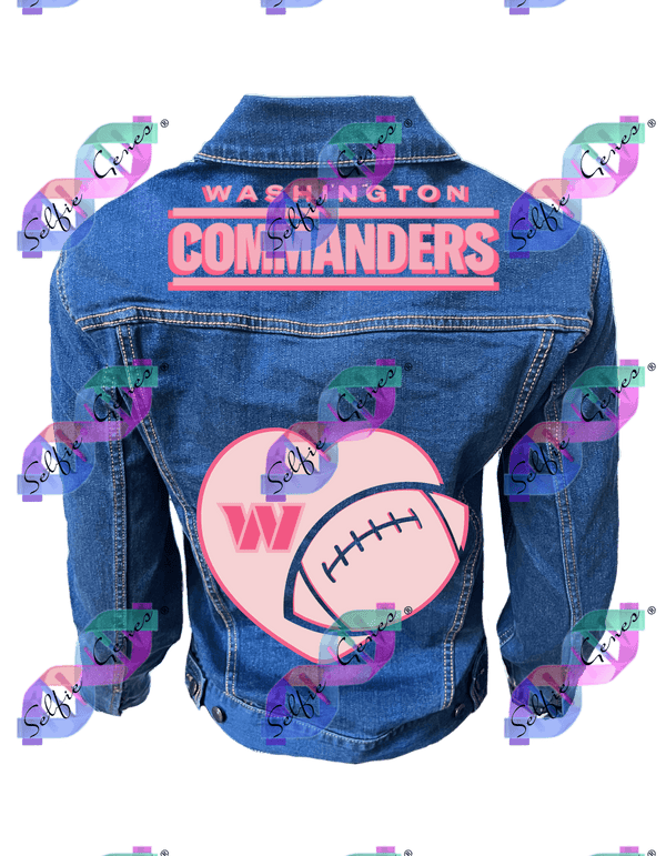 Washington Commanders Football Heart Denim Jacket (Pink) - Selfie Genes