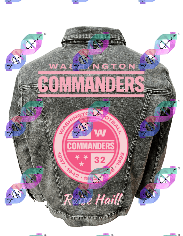 Washington Commanders Crest Denim Jacket Plus Size (Pink) - Selfie Genes